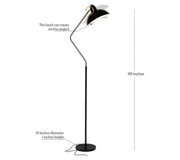 BRIGHTECH Swoop 69'h Classic Black Led Arc Floo R Lamp