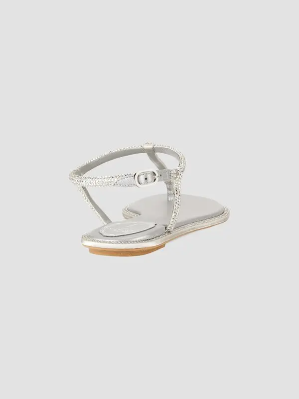 Rene Caovilla Crystal-embellished T-strap Sandals - Grey