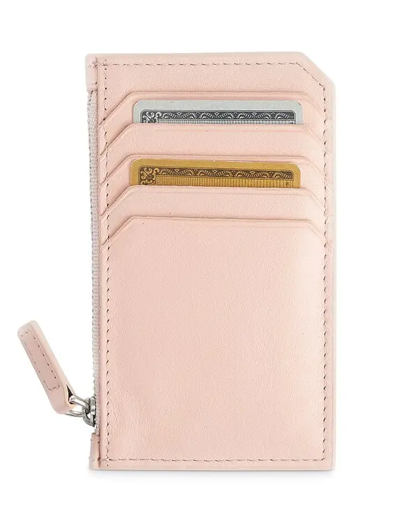 ROYCE NEW YORK Leather Zipper Credit Card Case - Blush Pink