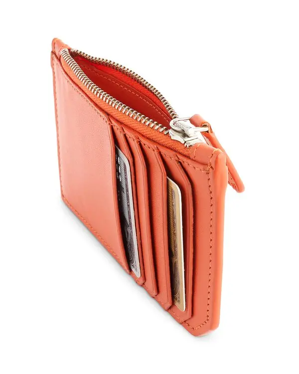 ROYCE NEW YORK Leather Zipper Credit Card Case - Orange