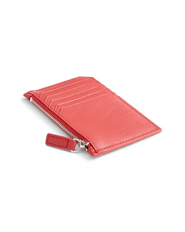 ROYCE NEW YORK Leather Zipper Credit Card Case - Red
