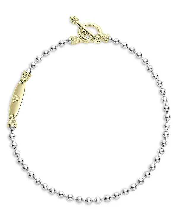Lagos 18k Yellow Gold & Sterling Silver Caviar Toggle Bracelet - Silver/yellow