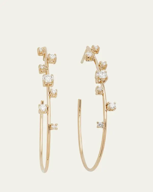 Lana Jewelry 14k Yellow Diamond Hoop Earrings - Gold