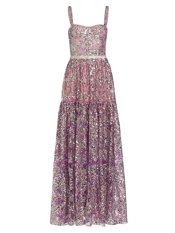 bronx and banco violet flared dress Dahlia Sequin Gown by Bronx and Banco – The Fitzroy main image 1