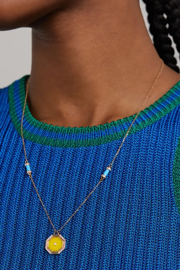 L’ATELIER NAWBAR 18-karat Rose Turquoise And Diamond Necklace