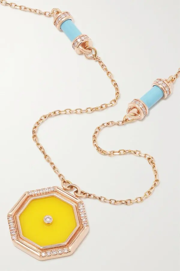 L’ATELIER NAWBAR 18-karat Rose Turquoise And Diamond Necklace