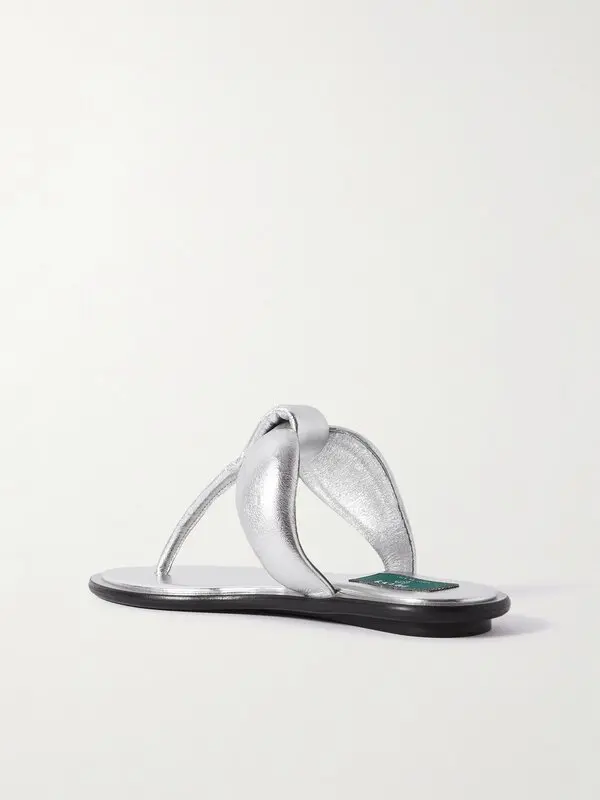 Emilio Pucci Padded Metallic Leather Thong Sandals - Silver