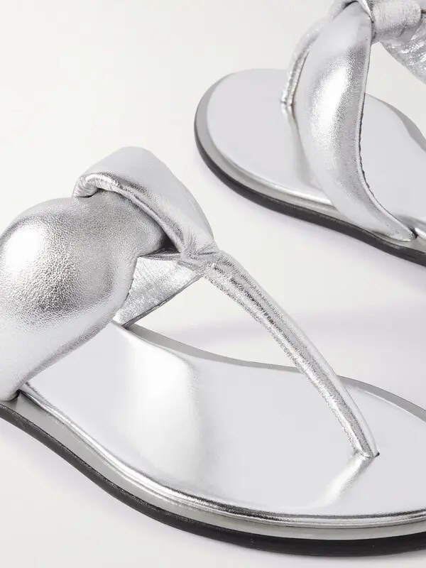 Emilio Pucci Padded Metallic Leather Thong Sandals - Silver