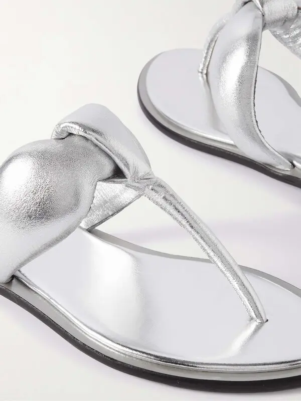 Emilio Pucci Padded Metallic Leather Thong Sandals - Silver