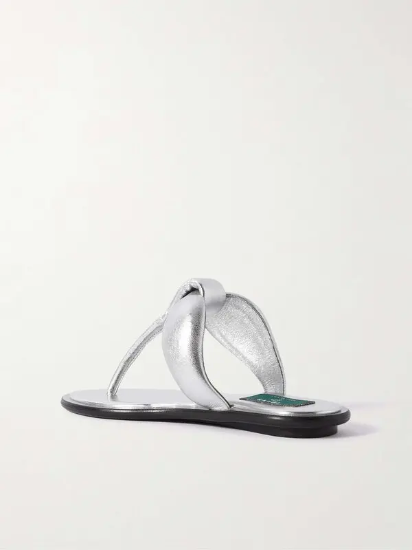 Emilio Pucci Padded Metallic Leather Thong Sandals - Silver