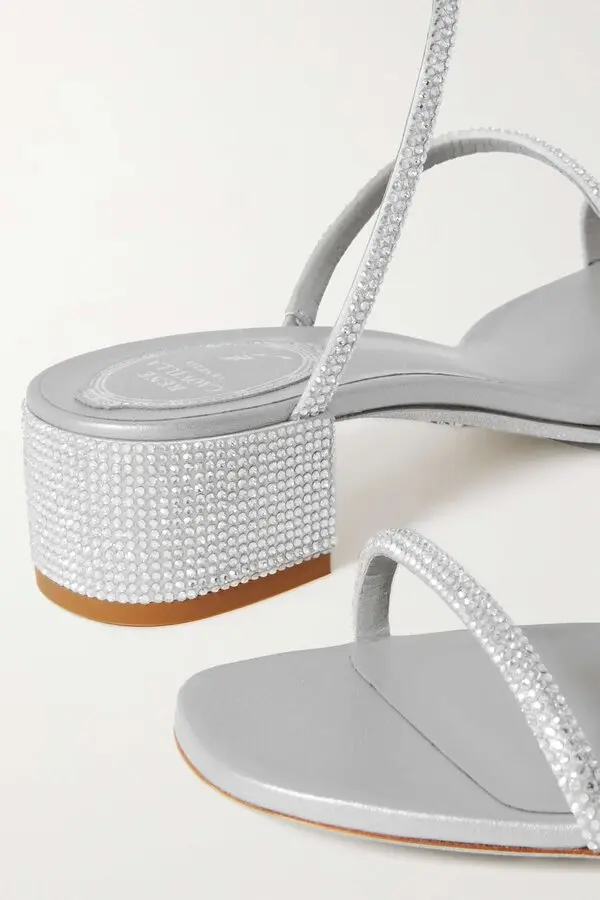 Rene Caovilla Cleo Crystal-embellished Satin Sandals