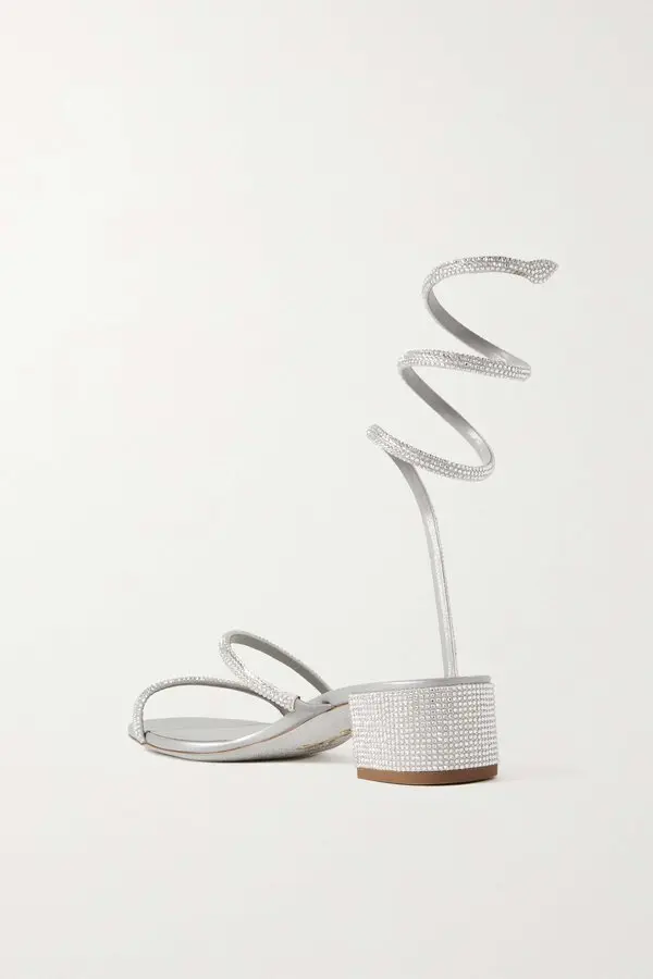 Rene Caovilla Cleo Crystal-embellished Satin Sandals