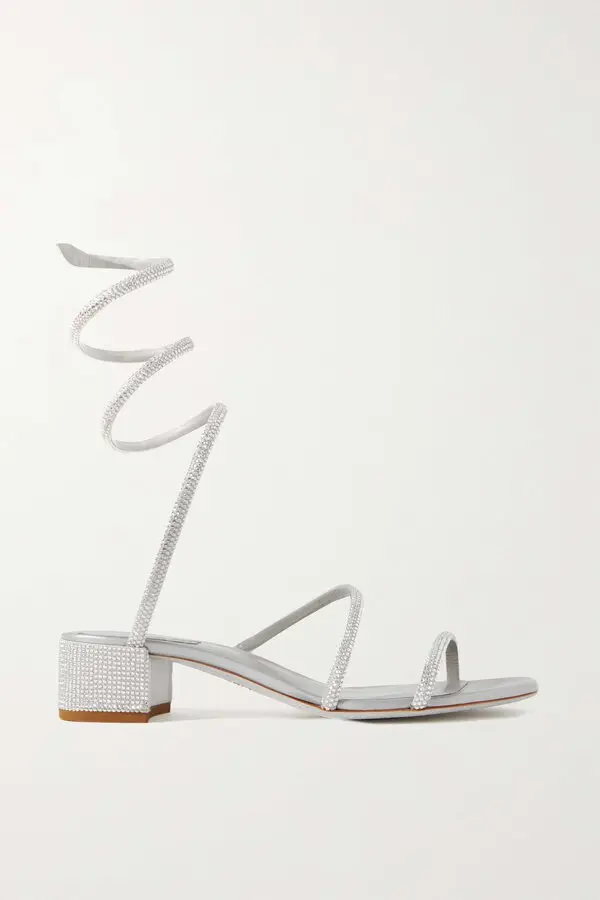 Rene Caovilla Cleo Crystal-embellished Satin Sandals