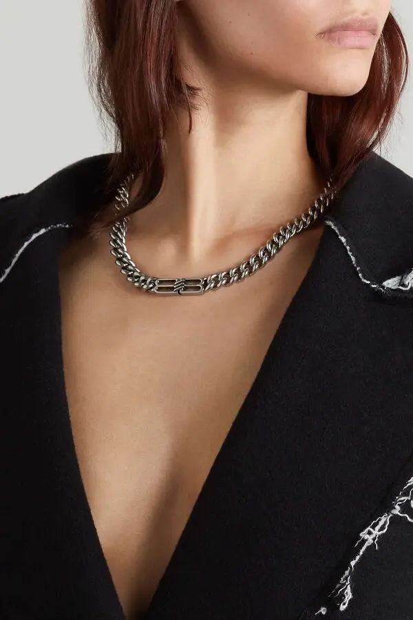 Balenciaga Bb Icon -Tone Necklace - Silver | Editorialist