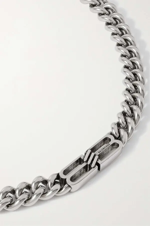 °)balenciaga BB ICON TANGLED NECKLACE Balenciaga Silver 'BB' Icon Gourmette Necklace Balenciaga