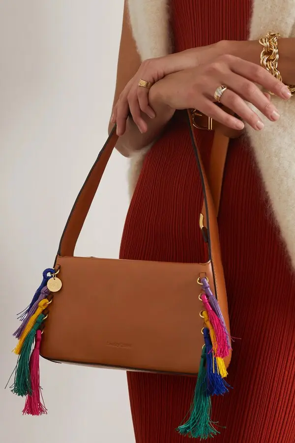 See By Chloé Tilda Tasseled Leather Shoulder Bag In Brown 50