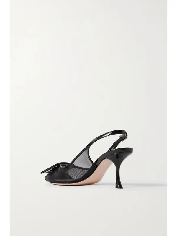 ROGER VIVIER Viv' In The City Patent Leather-trimmed Mesh Slingback Pumps