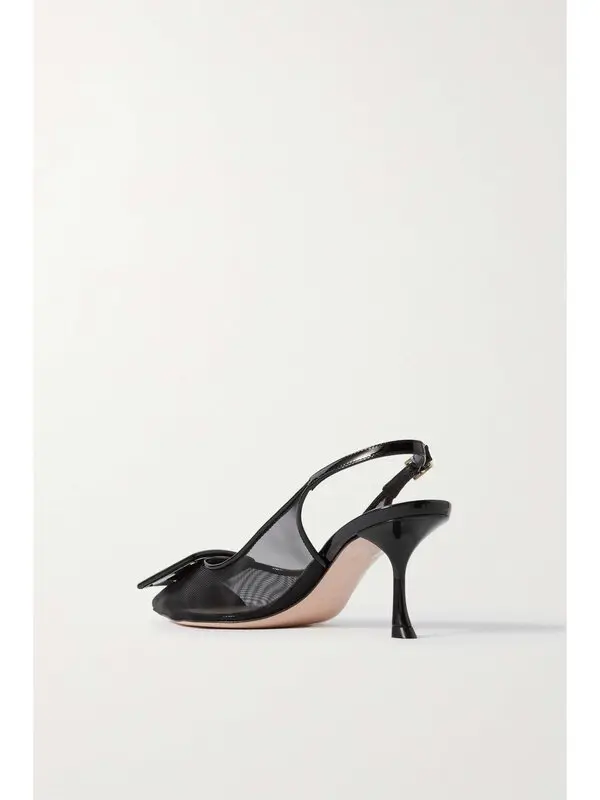 ROGER VIVIER Viv' In The City Patent Leather-trimmed Mesh Slingback Pumps