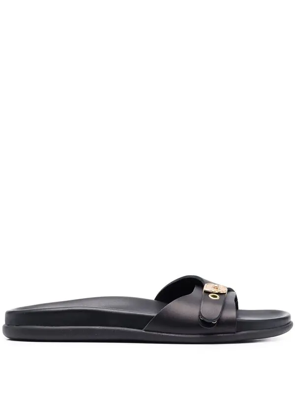 ANCIENT GREEK SANDALS Odi Slides - Black