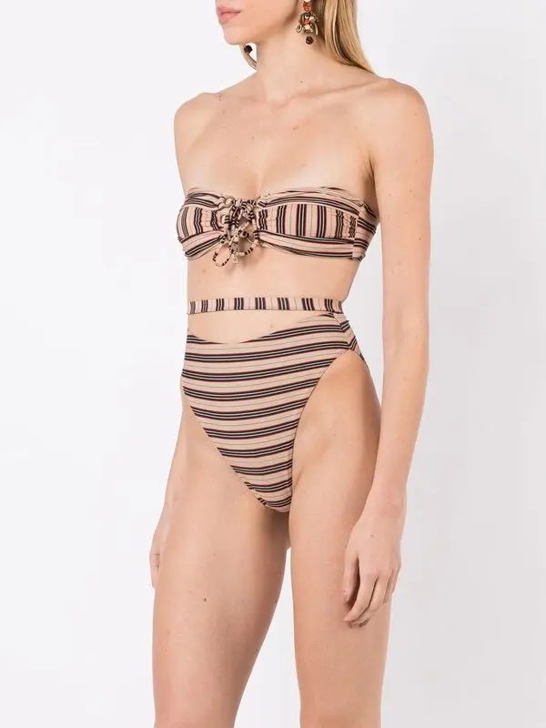 AMIR SLAMA Stripe-print Bandeau Bikini