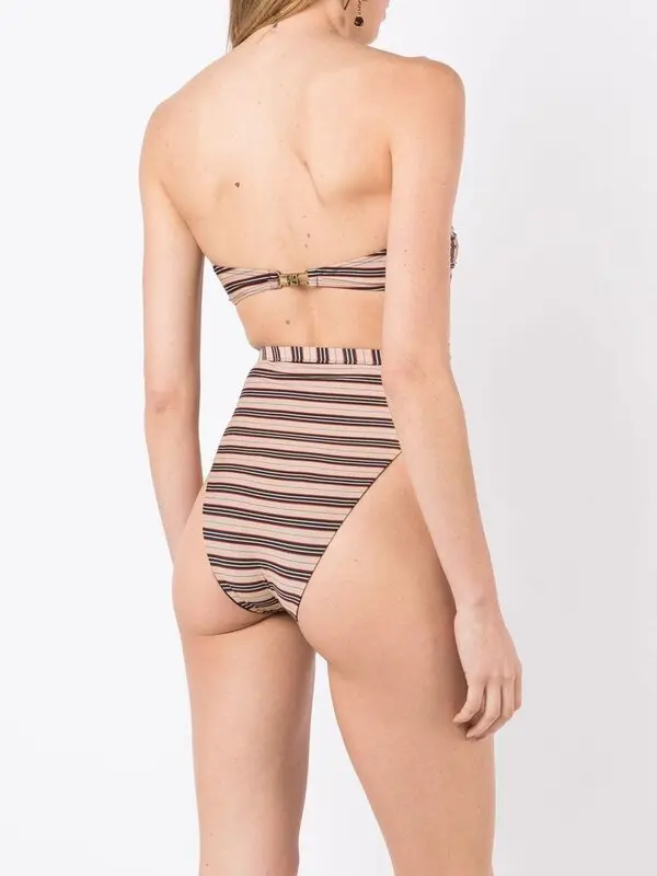 AMIR SLAMA Stripe-print Bandeau Bikini