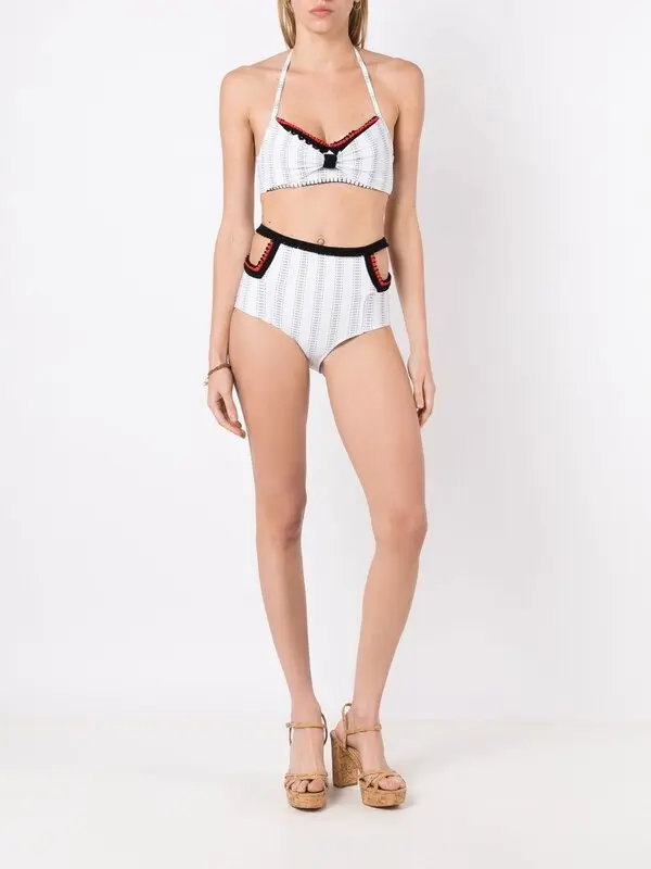 AMIR SLAMA Crochet-trim Striped Bikini Set
