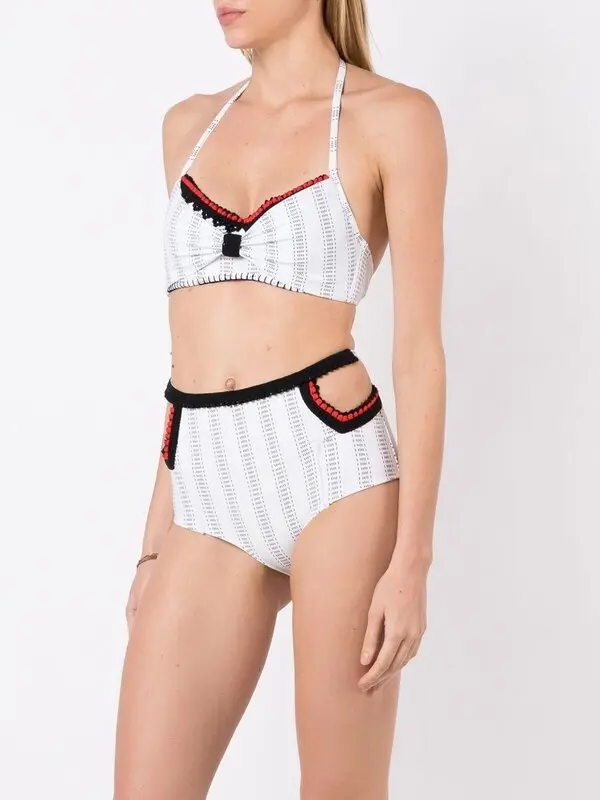 AMIR SLAMA Crochet-trim Striped Bikini Set