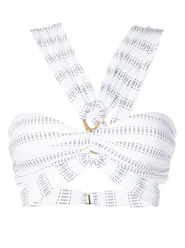 AMIR SLAMA Striped Bandeau Bikini Top - White