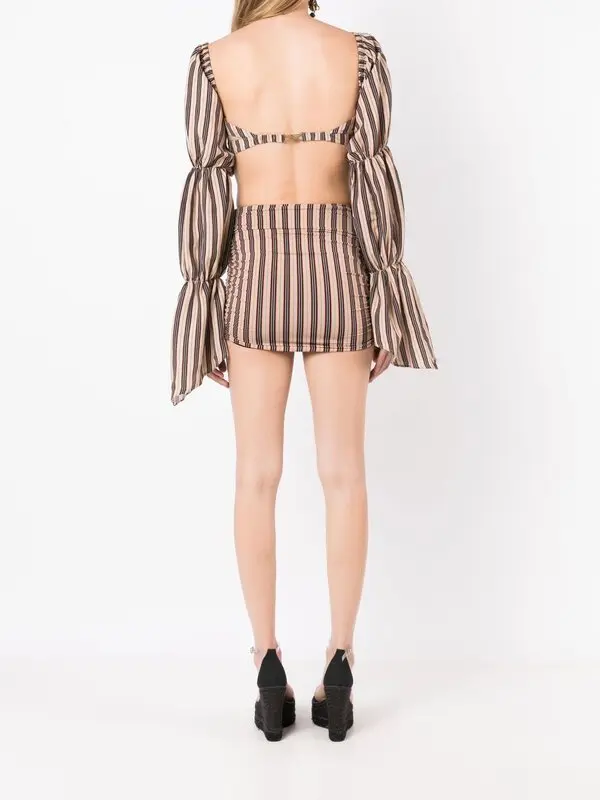 AMIR SLAMA Stripe-print Cropped Blouse
