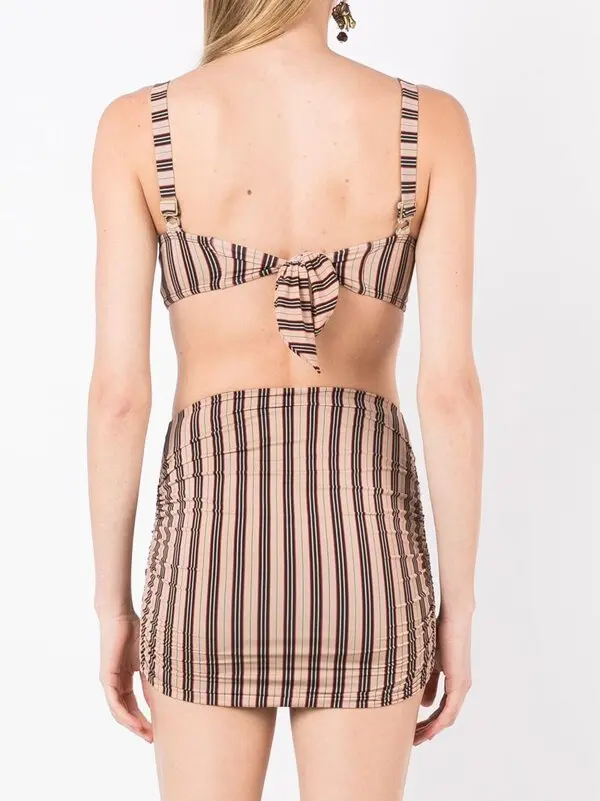 AMIR SLAMA Stripe-print Bustier Top