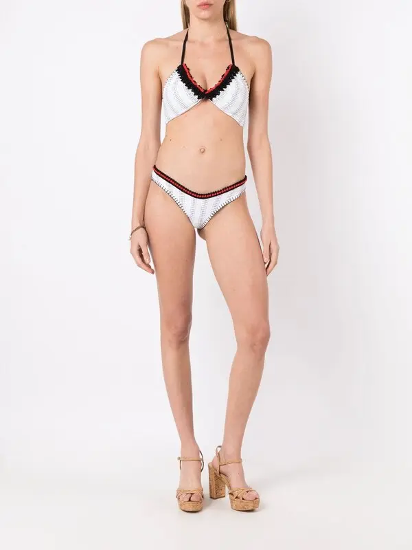 AMIR SLAMA Striped Crochet-trim Bikini Set
