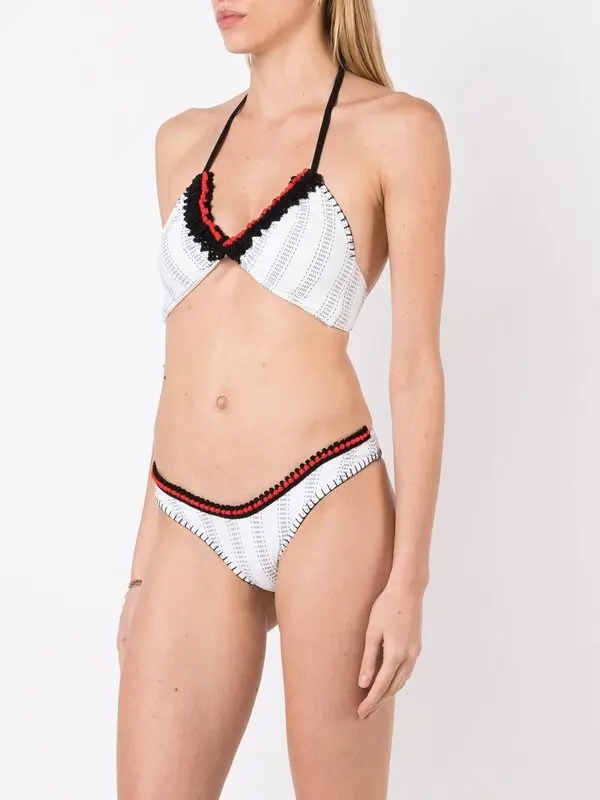 AMIR SLAMA Striped Crochet-trim Bikini Set