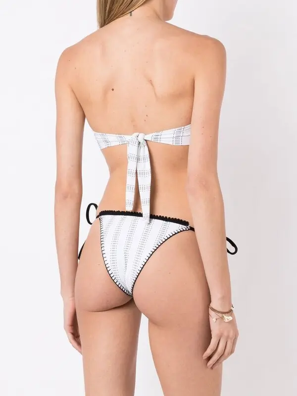 AMIR SLAMA Stripe-print Crochet-trim Bikini