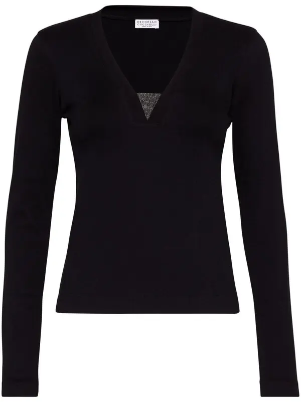 Brunello Cucinelli Monili-embellished T-shirt - Black
