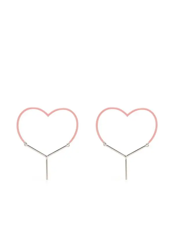 Y/project Two-tone Heart-shape Earrings - Pink