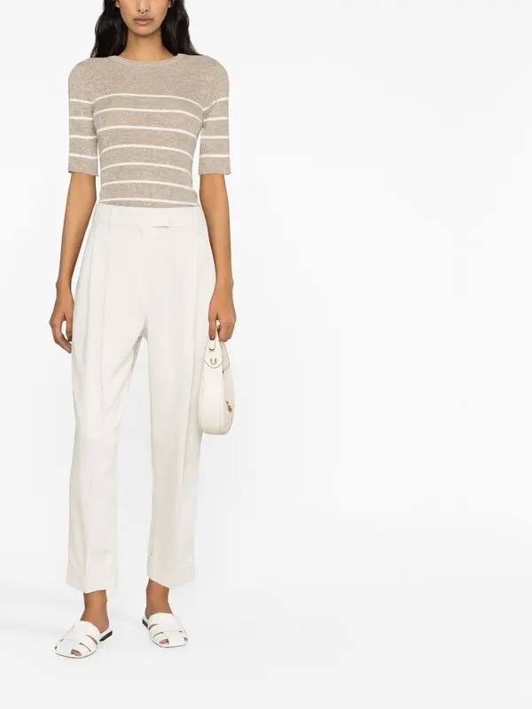 Brunello Cucinelli High-waisted Cropped Trousers