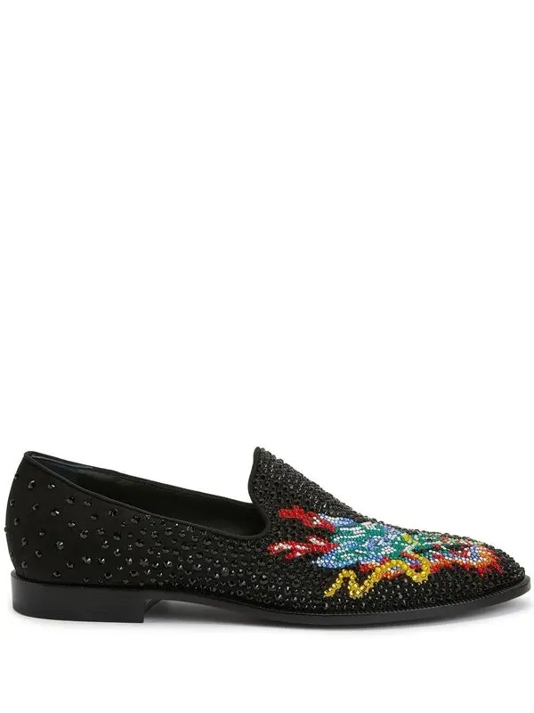 GIUSEPPE ZANOTTI Dragon Crystal Rhinestone-embellished Loafers