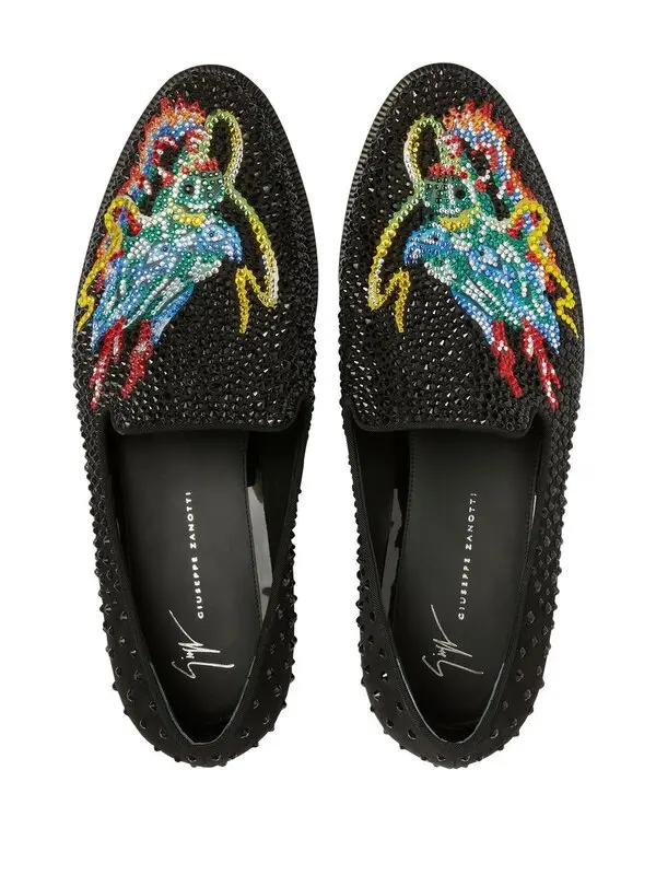 GIUSEPPE ZANOTTI Dragon Crystal Rhinestone-embellished Loafers