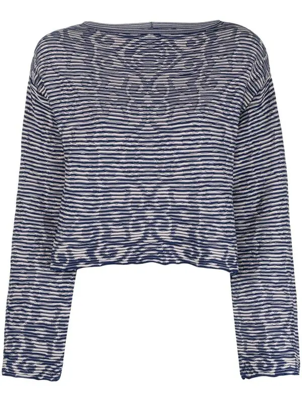 Emporio Armani Patterned Intarsia Knit Jumper - Blue