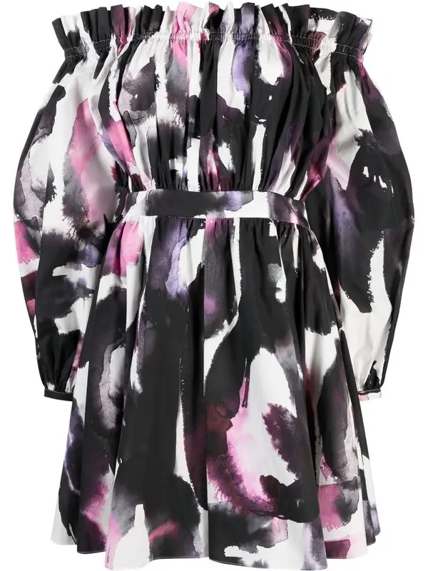 Alexander McQueen Abstract-print Mini Dress - White