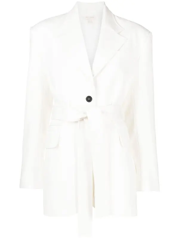 Matériel Single-breasted Belted Blazer - White