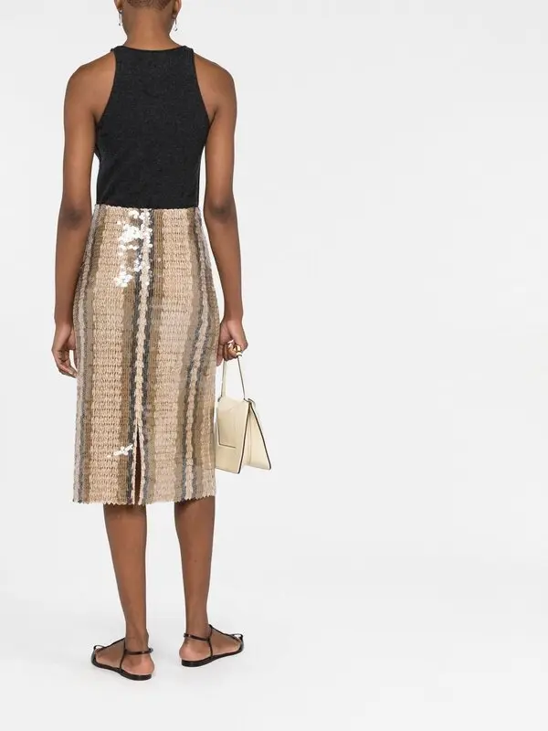 Brunello Cucinelli Sequinned Pencil Midi Skirt