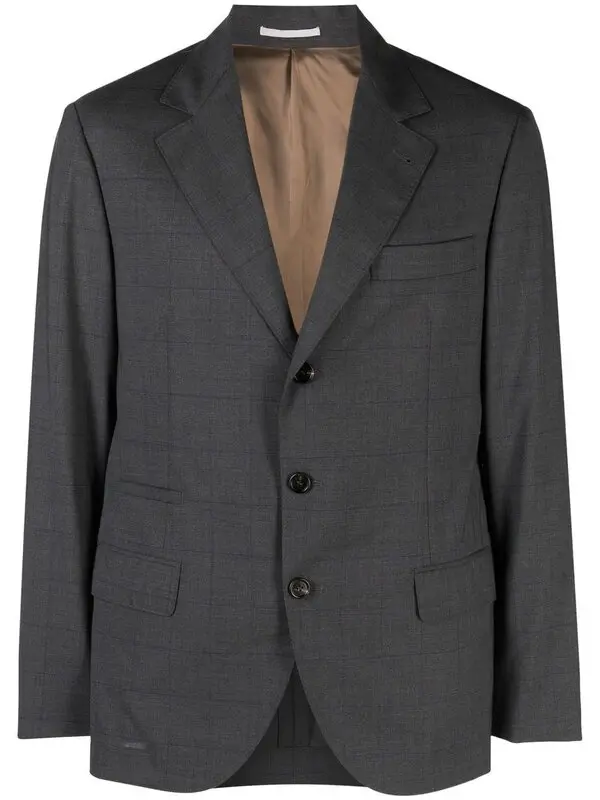 Brunello Cucinelli Fine-check Tailored Blazer - Grey