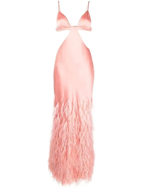 Cult Gaia Raisa Feather-trim Gown - Pink