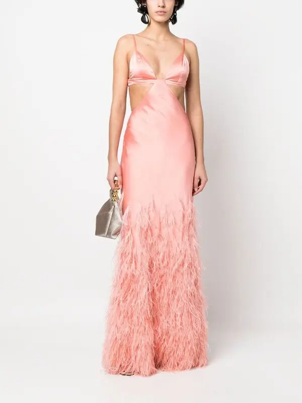 Cult Gaia Raisa Feather-trim Gown - Pink