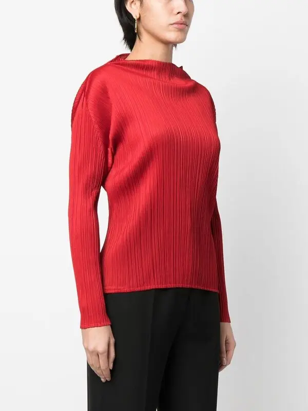 Issey Miyake Pleated High Neck Blouse