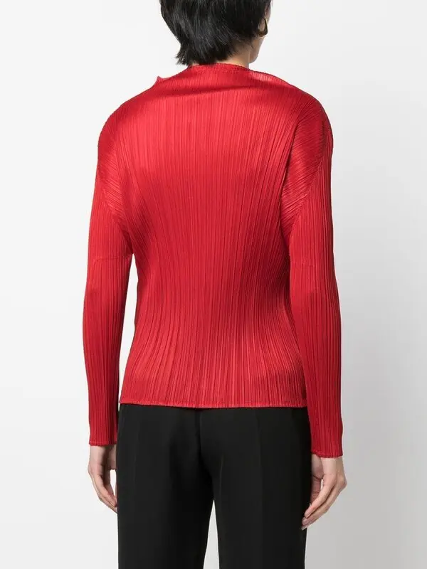 Issey Miyake Pleated High Neck Blouse