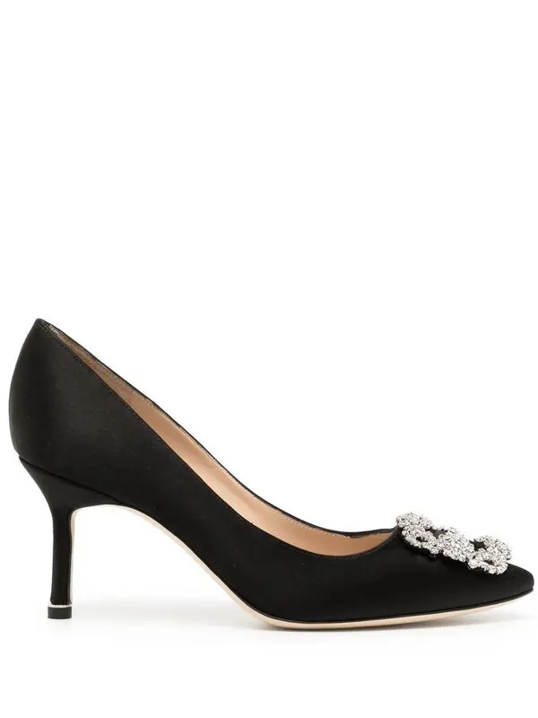 Manolo Blahnik 70mm Hangisi Crystal-buckle Pumps - Black