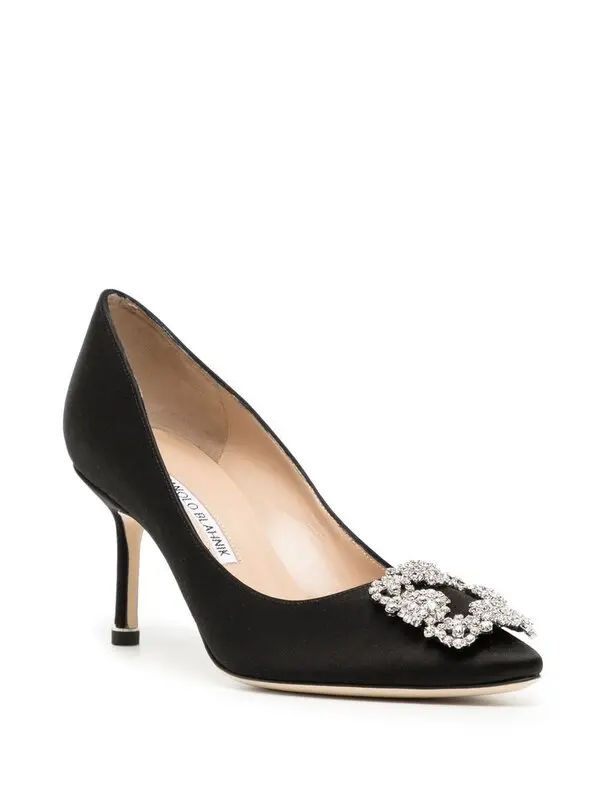 Manolo Blahnik 70mm Hangisi Crystal-buckle Pumps - Black