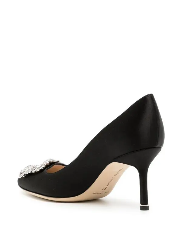 Manolo Blahnik 70mm Hangisi Crystal-buckle Pumps - Black